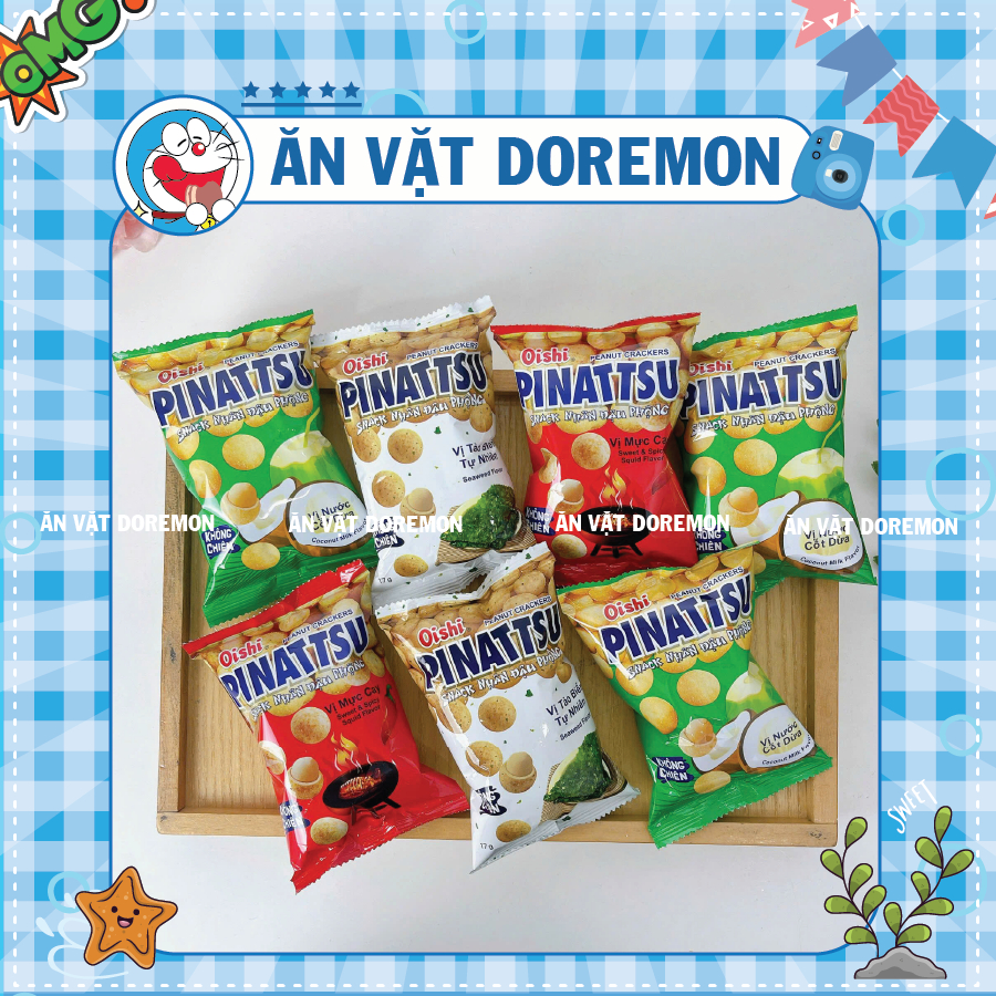 Snack nhân Đậu Phộng Pinatsu Oishi 3 Vị Cốt Dừa, Mực Cay, (gói 13g), đồ ...