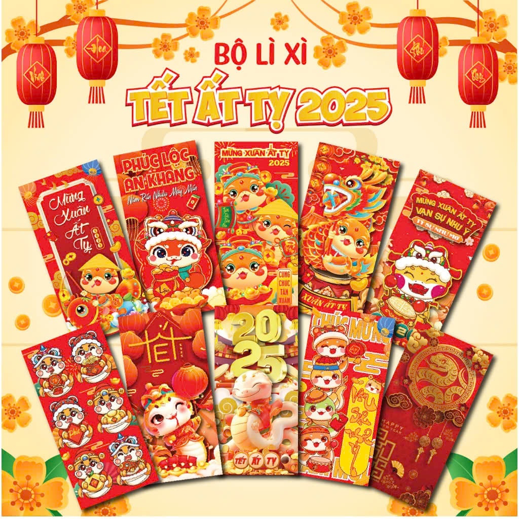 [XƯỞNG HCM] SET 100 LÌ XÌ TRUYỀN THỐNG 2025 ẤT TỴ, MIX NHIỀU MẪU ...