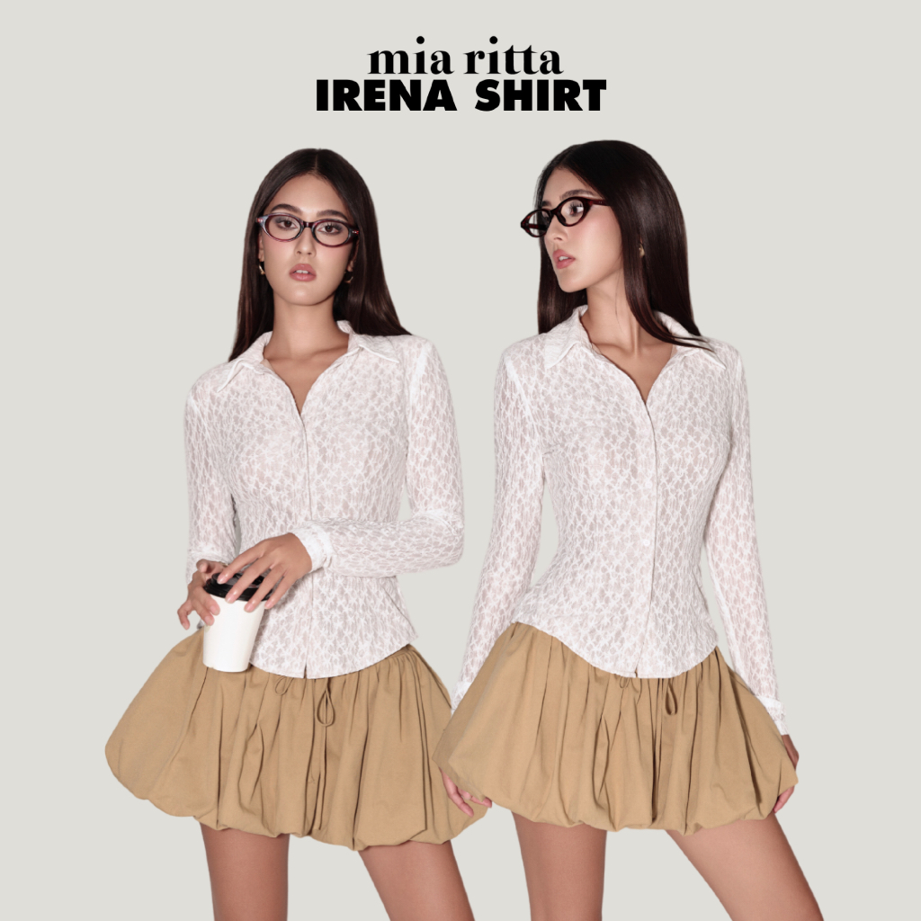 Áo sơ mi Irene Shirt Mia Ritta A2215 - Sơ mi ren co dãn dáng ôm - Áo sơ ...