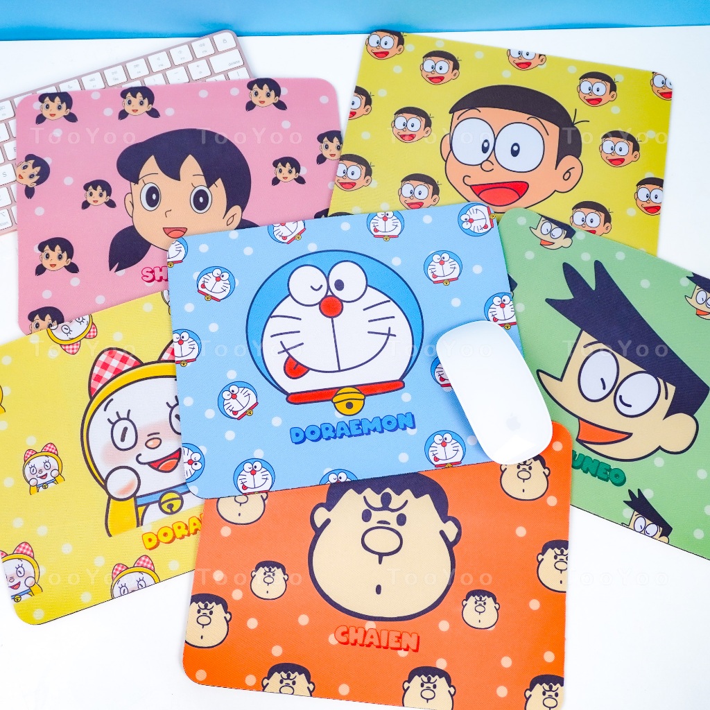 Lót chuột 6 nhân vật Doraemon, Nobita, Shizuka, Jaian, Doraemi, Suneo ...