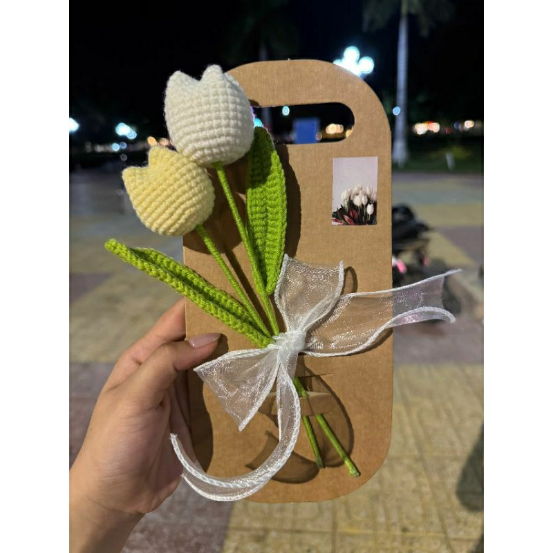 Hoa len tulip handmade làm quà tặng | Shopee Việt Nam
