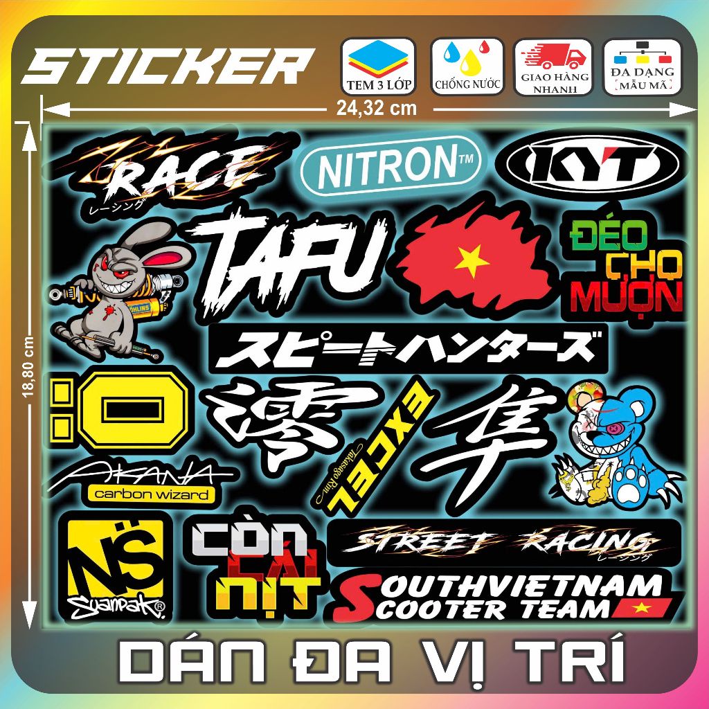 Combo Decal Dán Xe,Sticker Dán Xe Hót Trend Dán Xe Moto Xe Máy, Xe Đạp ...