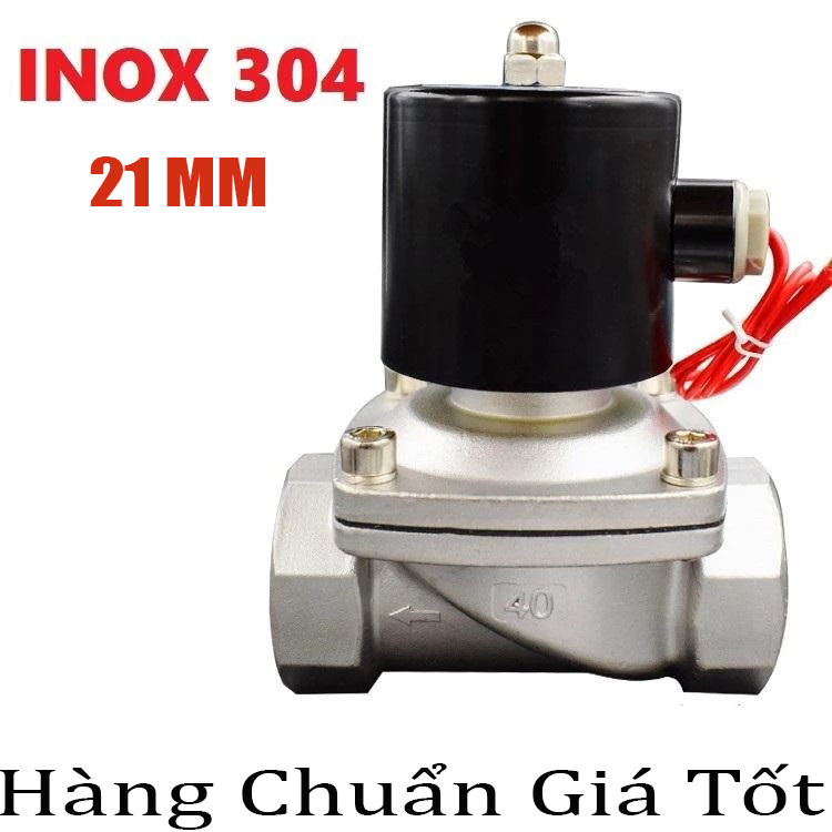 Van điện từ inox 304 phi 21 27 34 điện 12v 24v 220v 110v, thường đóng ...