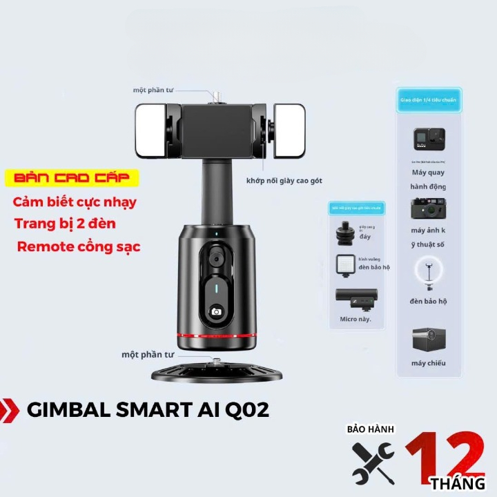 Giá đỡ điện thoại Gimbal Q02 quay video 360 độ tặng kèm remote | Shopee Việt Nam