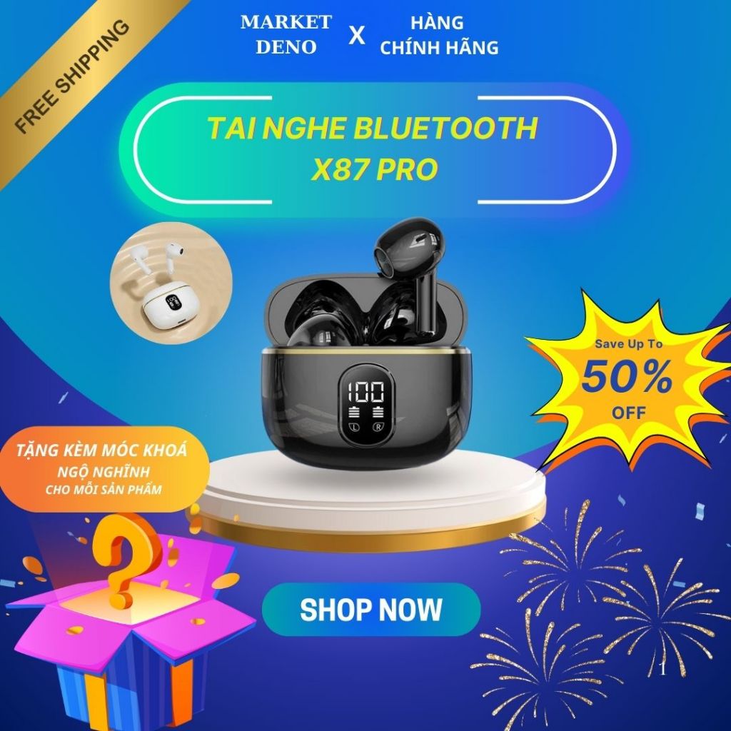 Tai Nghe Bluetooth X87 TWS, Tai Nghe Không Dây Khử Tiếng Ồn Màn Hình Kỹ Thuật Số Chơi Game ...