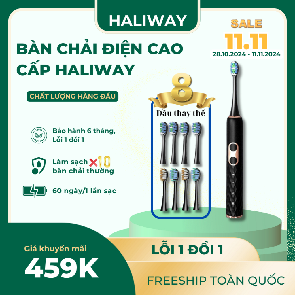Bàn Chải Điện Cao Cấp HALIWAY Brush Lad Với 3 Chế Độ Trải Chuyên Sâu ...