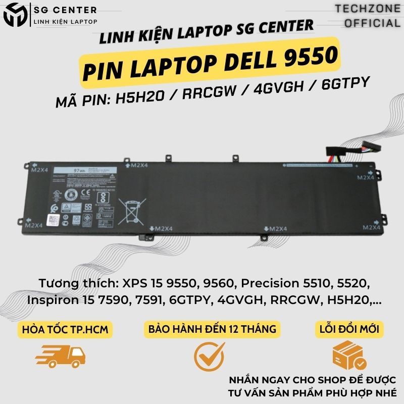 PIN LAPTOP DELL XPS 15 9550 9560, Precision 5510 5520, Inspiron 15 7590 ...