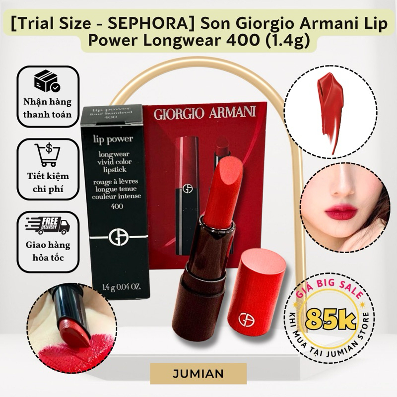 [Trial Size - SEPHORA] Son Giorgio Armani Lip Power Longwear 400 (1.4g) | Shopee Việt Nam