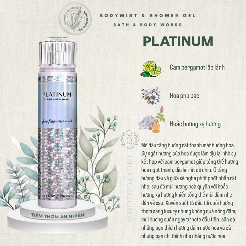 Body mist Platinum, m xịt thơm toàn thân Bath And Body Works 236ML ...