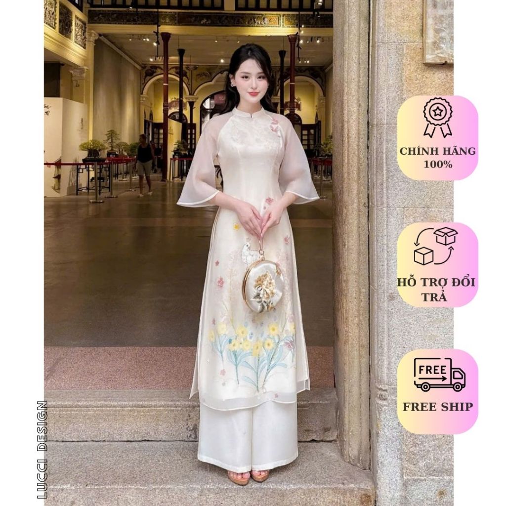 Áo dài cách tân Ngọc Vân vải tơ hàn cao cấp 4 tà by Lucci.Design - New Collection 2025 | Shopee ...