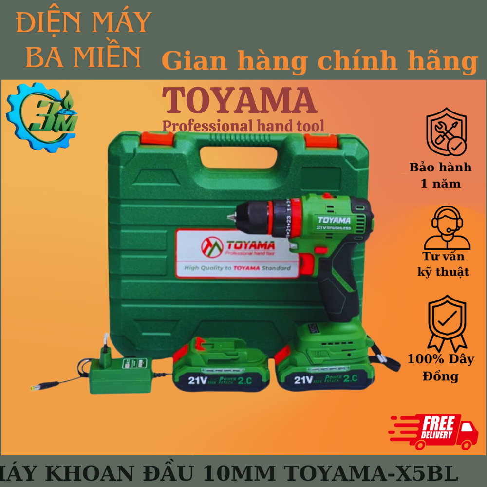 Máy khoan pin Toyama đầu kẹp 10mm, pin 21v | Shopee Việt Nam
