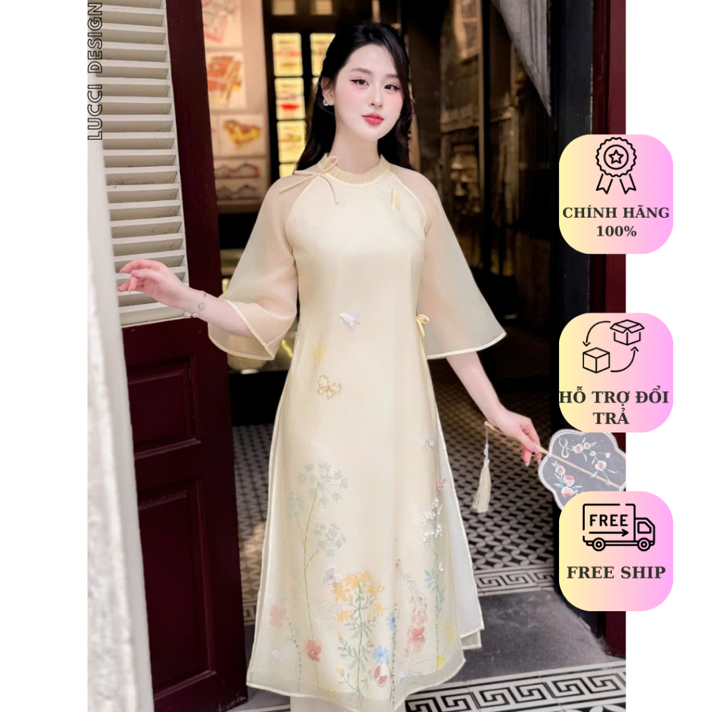 Áo dài cách tân Ngọc Mai vải tơ hàn cao cấp 4 tà by Lucci.Design - New ...