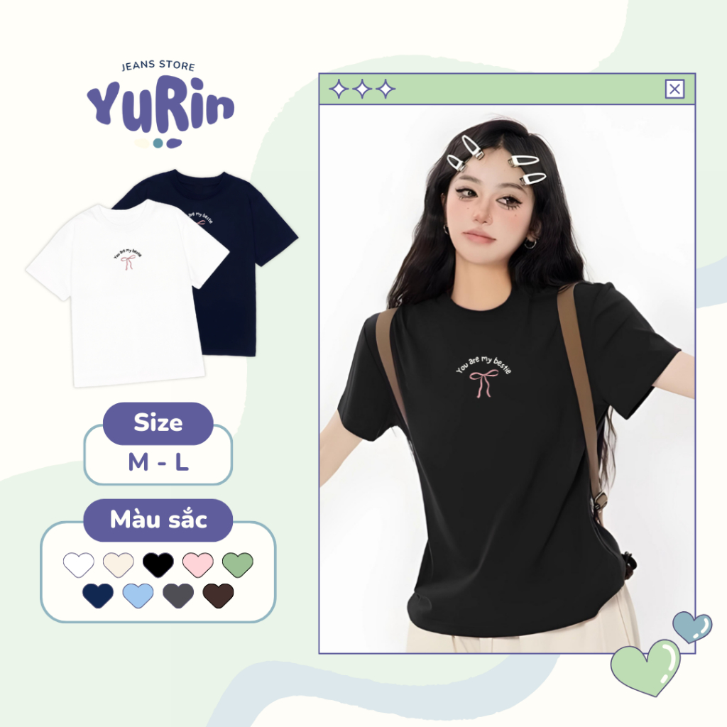 Áo baby tee in nơ you are my bestie Yurin áo thun nữ dáng ôm tay ngắn ...