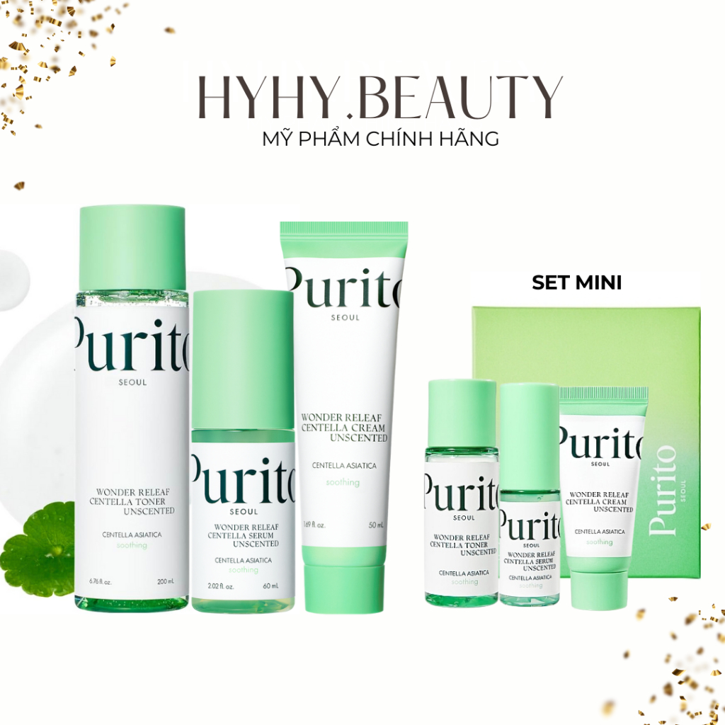 Mini Kit, Toner và Tinh chất rau má PURITO WONDER RELIEF CENTELLA ...