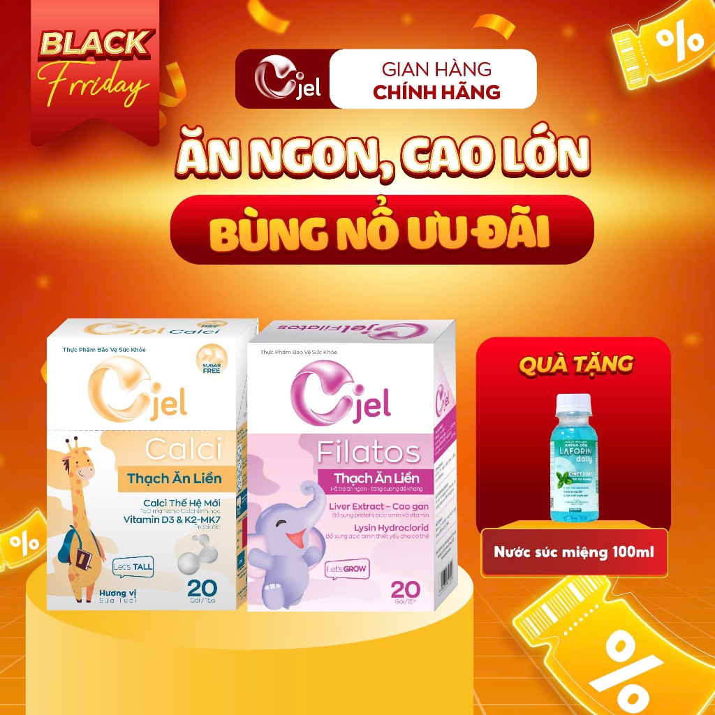 Bộ đôi Thạch ăn liền Cjel Calci & Cjel Filatos - Bổ sung calci, tăng ...