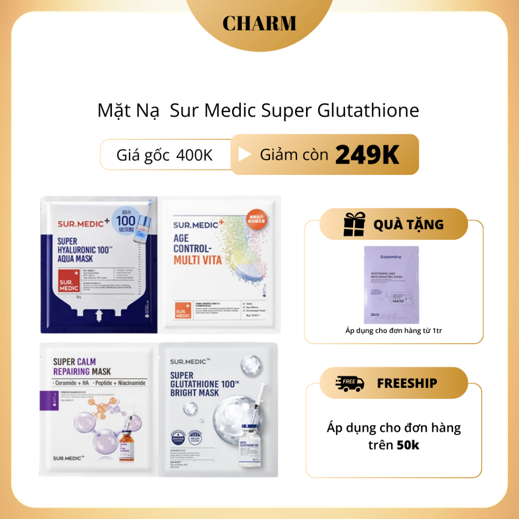 Mặt Nạ Dưỡng Trắng SUR.MEDIC Bright Glutathione Mask 30g - 𝐅𝐮𝐥𝐥 𝐇𝐨̣̂𝐩 ...