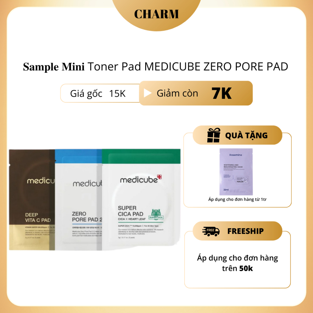 𝐒𝐚𝐦𝐩𝐥𝐞 𝐌𝐢𝐧𝐢 Toner Pad MEDICUBE ZERO PORE PAD | Shopee Việt Nam