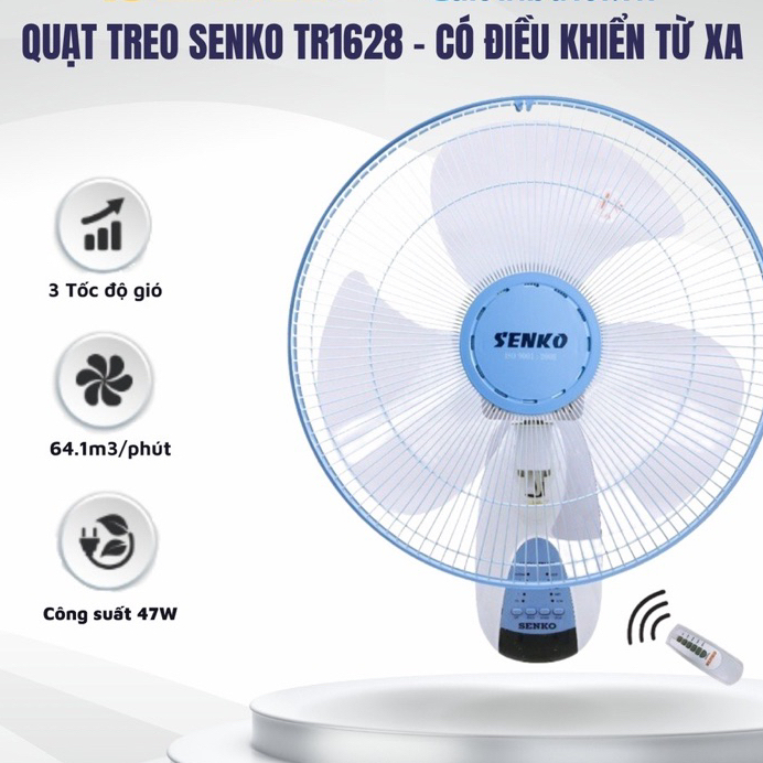 Senko - Quạt treo điều khiển Remote từ xa có remote Senko TR1628, 47W ...
