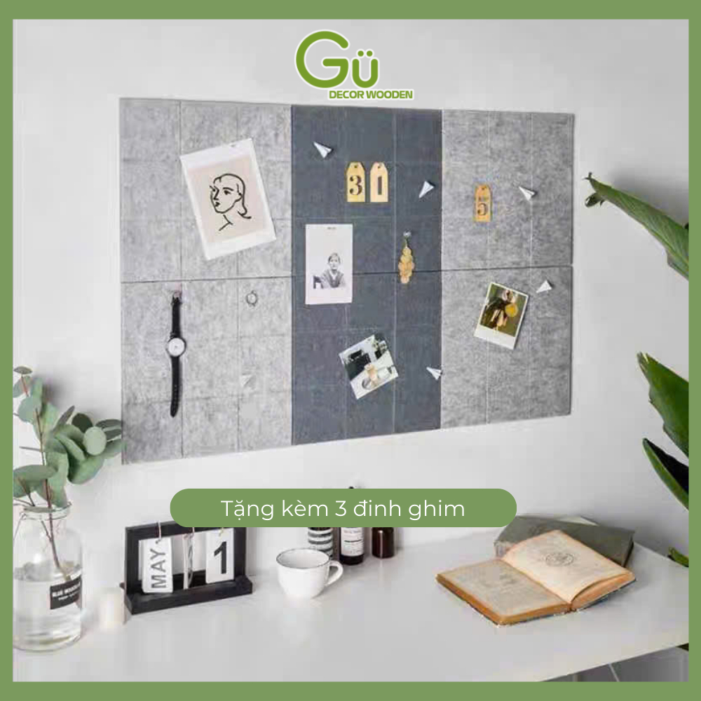 Bảng ghim nỉ dán tường tặng kèm ghim, sticker bảng ghi chú thông báo ...