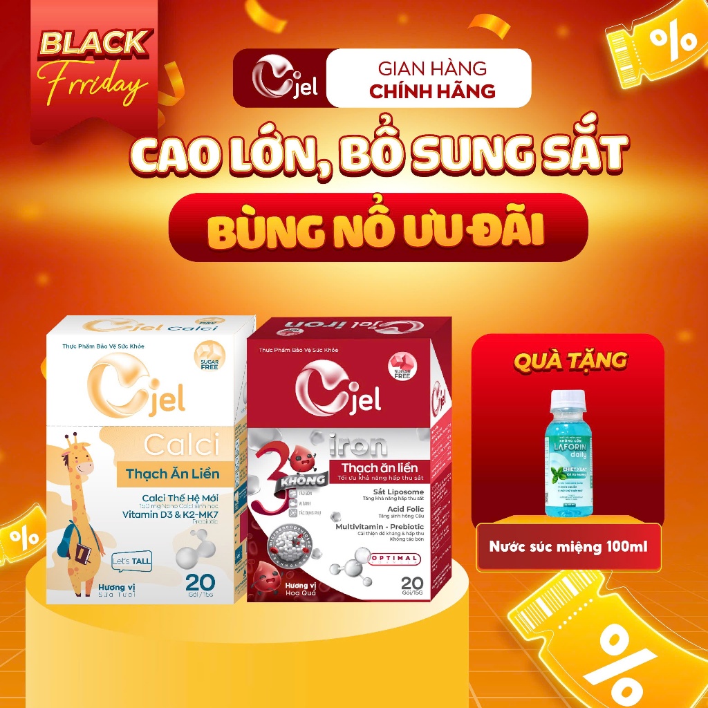 Combo Thạch ăn liền Cjel Calci & Cjel Iron - Hỗ trợ bổ máu, tăng chiều ...
