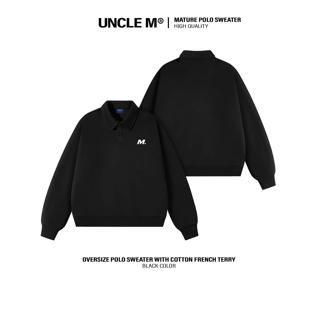 Áo polo sweater local brand Uncle M Nỉ 100% cotton nam nữ Unisex thêu ...