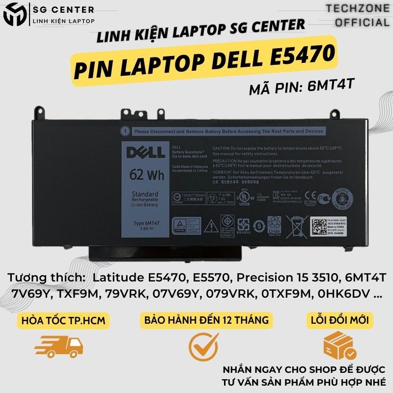 Pin laptop Dell Latitude E5470 E5570, Precision 15 3510 6MT4T 4F5YV ...