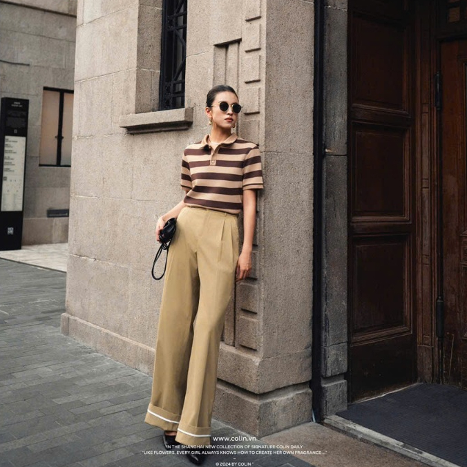 [COLIN CLOTHING] Quần tây nữ kaki dáng suông dài lai viền | Shopee Việt Nam