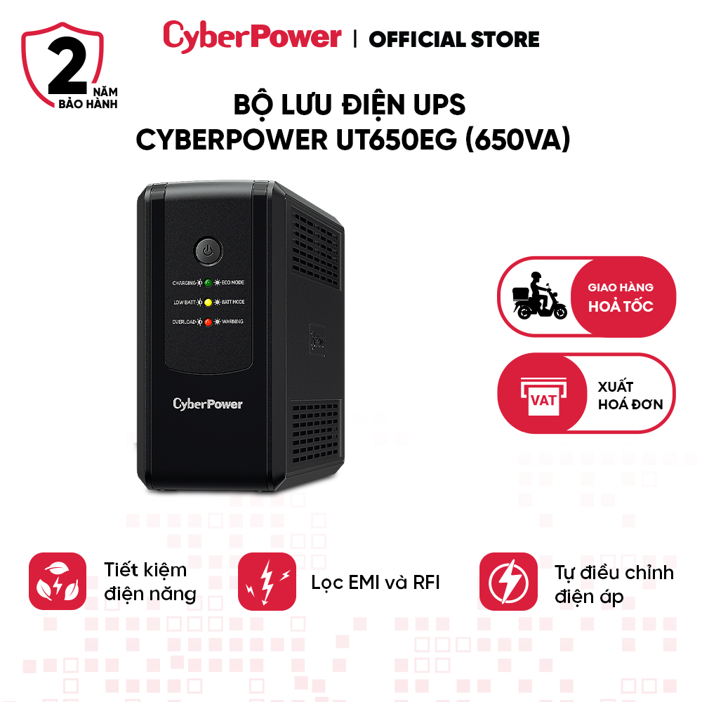 Bộ lưu điện UPS CyberPower UT650EG (650VA) công suất 360W tiết kiệm ...
