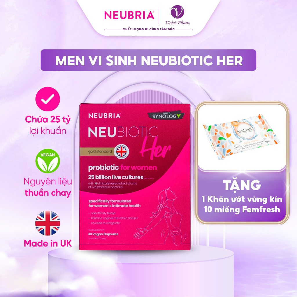 Men vi sinh Neubiotic Her hộp 30 viên cải thiện hệ tiêu hoá và ngăn ...