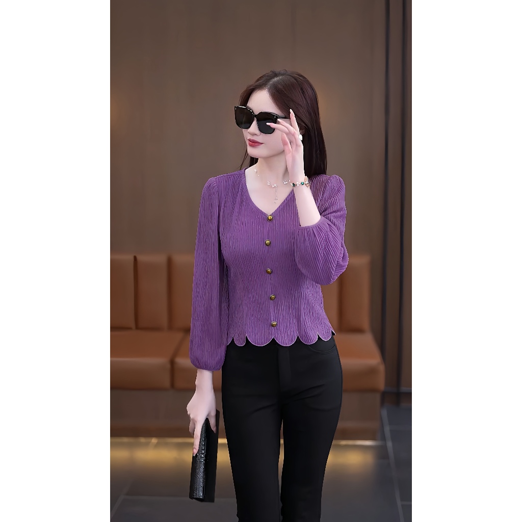 Áo Kiểu Nữ Chất Thun Xốp Mềm Mịn Thanh Lịch Sang Trọng DT74 | Shopee ...