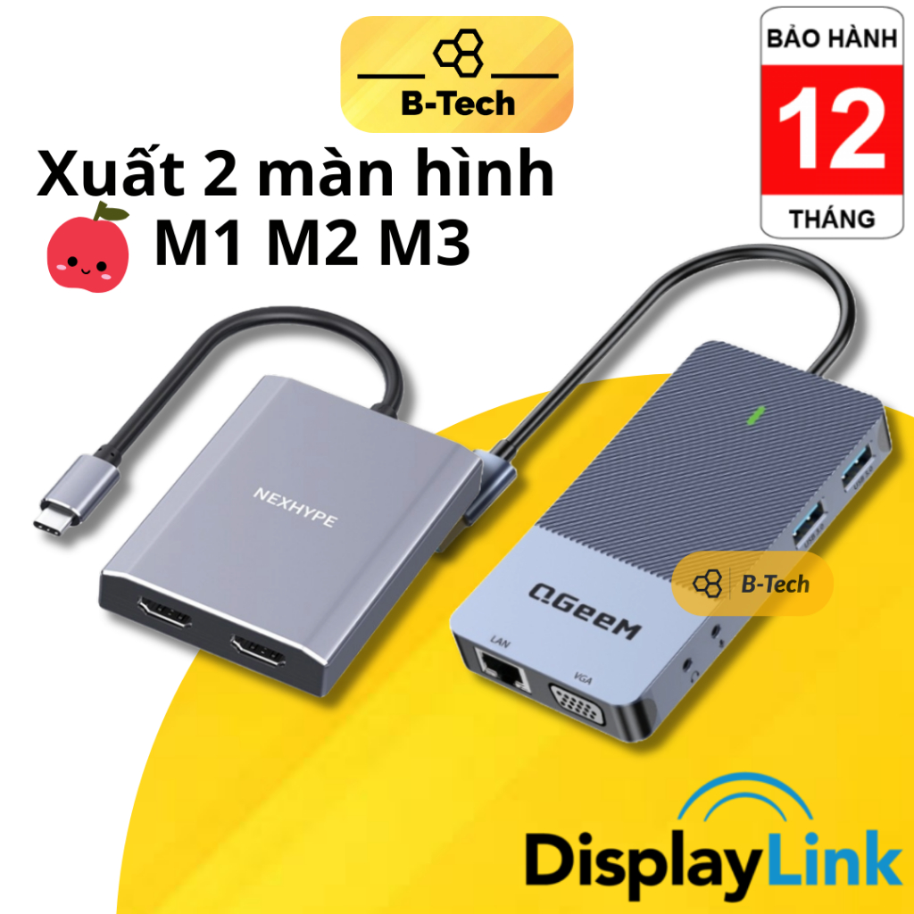 Displaylink HUB macbook Type C to HDMI xuất 2 3 màn hình, docking ...