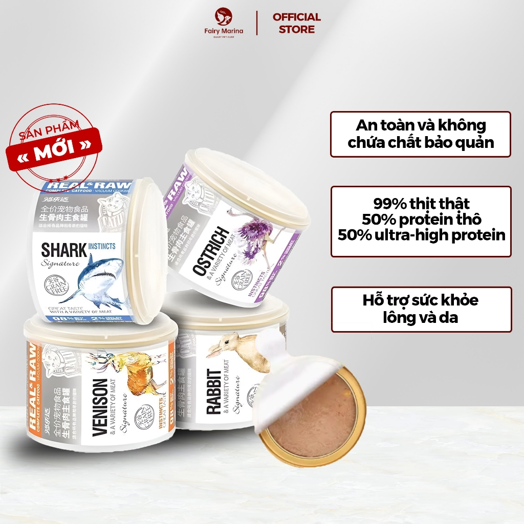 Pate cho mèo thịt thật cao cấp Real Raw, thức ăn thượng hạng bate dinh ...