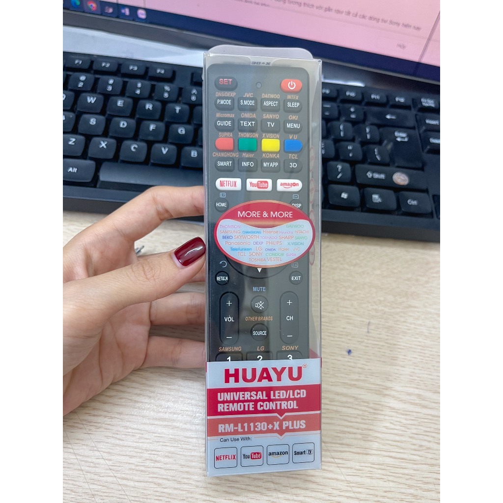 Điều khiển tivi đa năng HUAYU RM-L1130+X dùng được cho tất cả các dòng ...