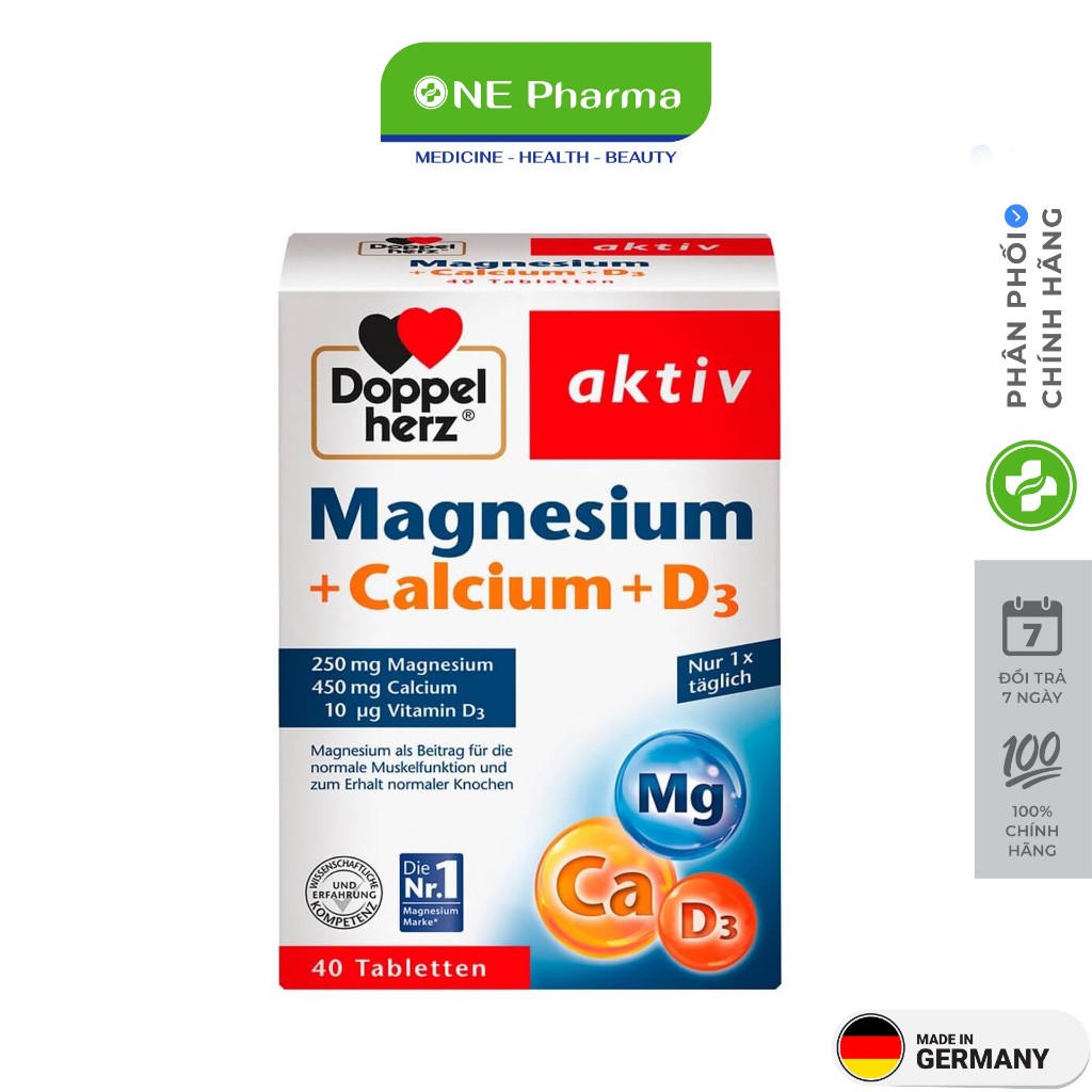 Viên uống bổ sung Canxi phòng ngừa loãng xương Doppelherz Magnesium + Calcium + D3 30 Viên ...
