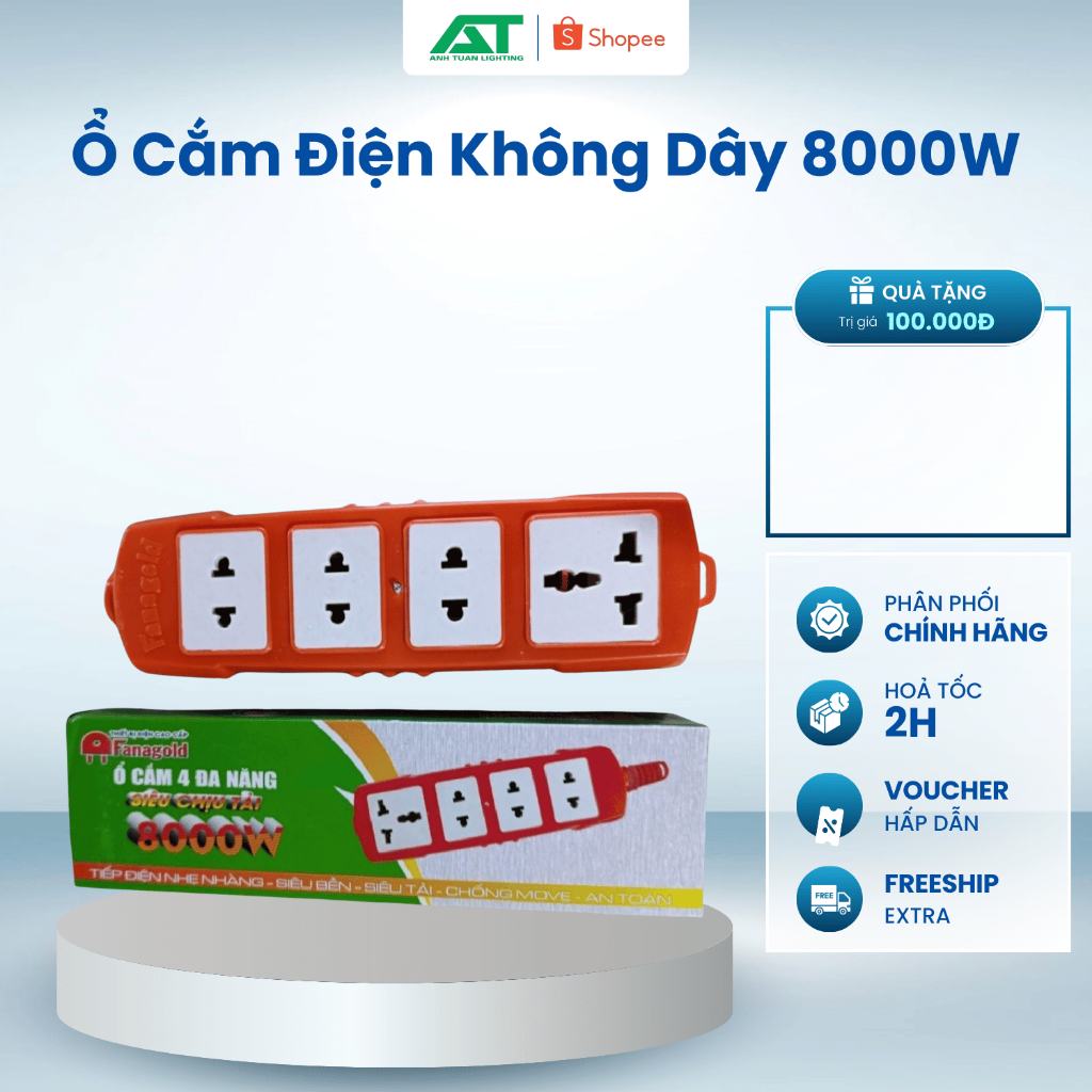 Ổ cắm điện Fanagold cao cấp chịu tải cao 6000w - 8000W không dây | ANH TUẤN LIGHTING | Shopee ...