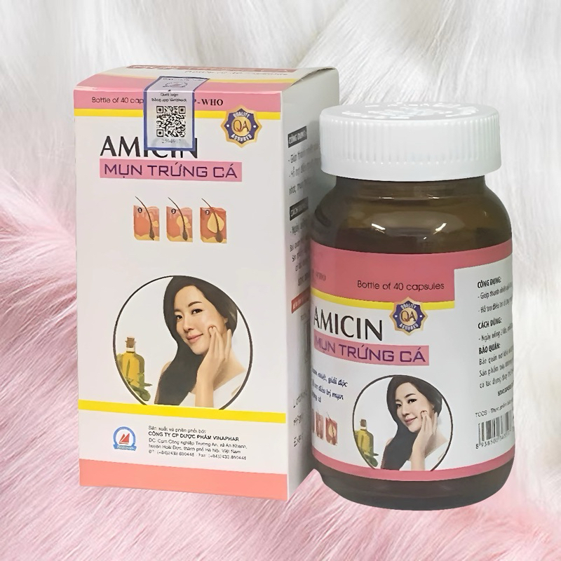 AMICIN - MỤN TRỨNG CÁ Vinaphar - Hộp 40 Viên - Thanh Nhiệt Giải Độc ...