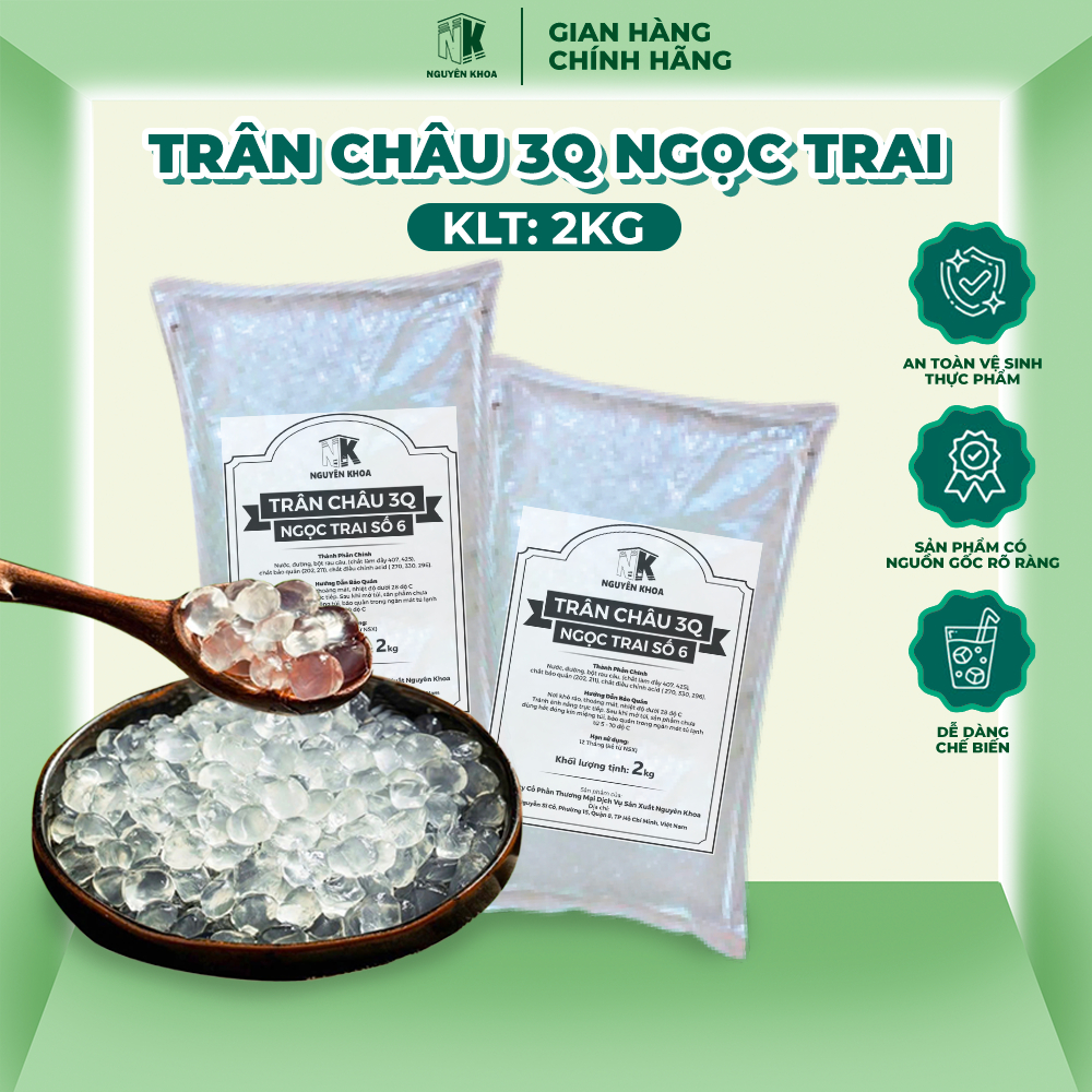 Trân châu 3Q hương ngọc trai, caramel 2kg dùng liền trực tiếp dai, giòn ...