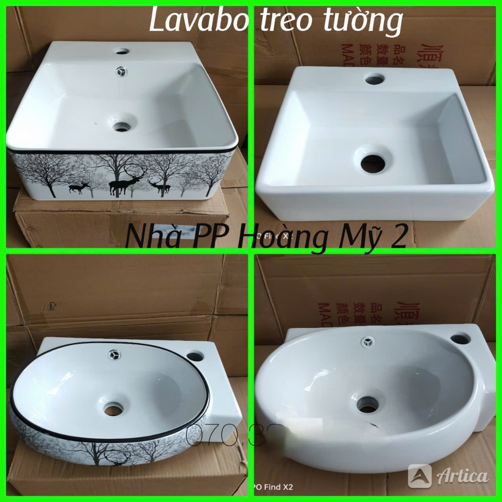Bồn lavabo rửa mặt Chậu rửa mặt lavabo Treo Tường hoặc Đặt Bàn Đá , men ...