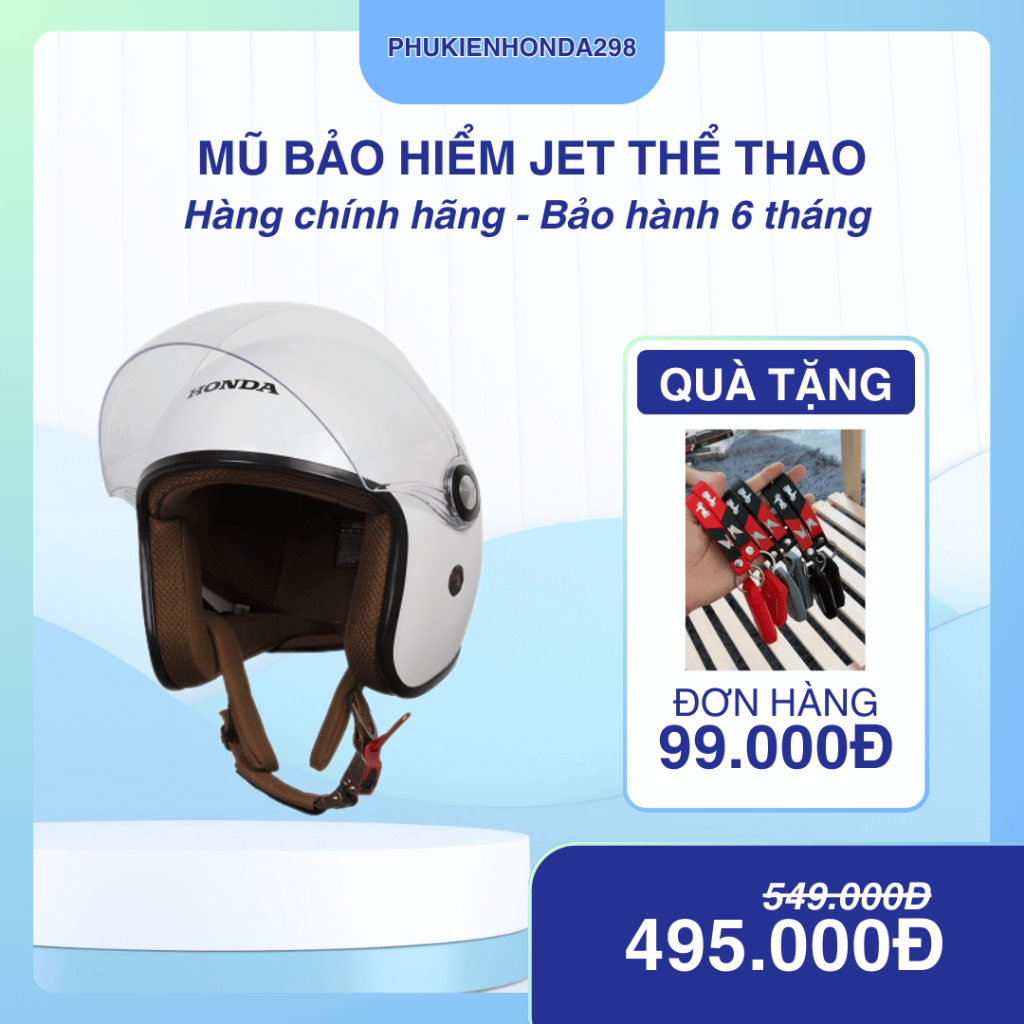 [CHÍNH HÃNG] Mũ bảo hiểm 3/4 đầu Honda JET dáng thể thao mẫu mới nhất 2024 - TRẮNG (Bảo hành 6 ...