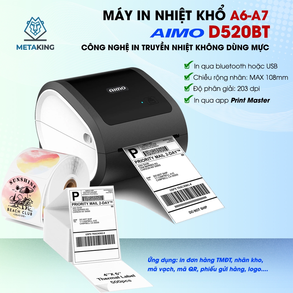 Máy In Nhãn D520BT - In Đơn Sàn TMDT Từ Điện Thoại, Ipad qua Bluetooth ...