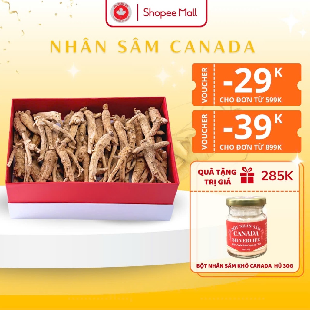 Nhân sâm khô SilverLife Classic - Nhân sâm Canada nhập khẩu chính hãng loại củ vừa hộp 500g ...