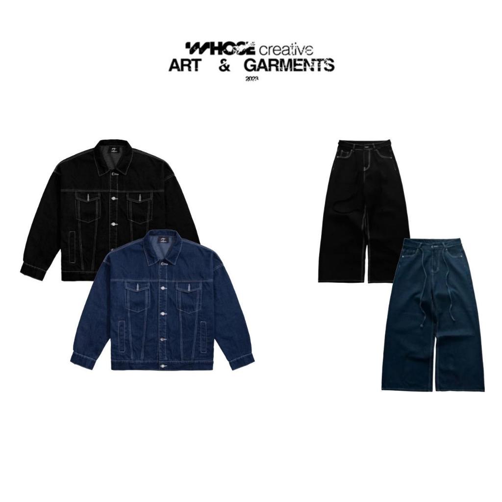 [COMBO] DENIM ON DENIM SET - Set áo jeans chỉ trắng kèm quần nam nữ ...