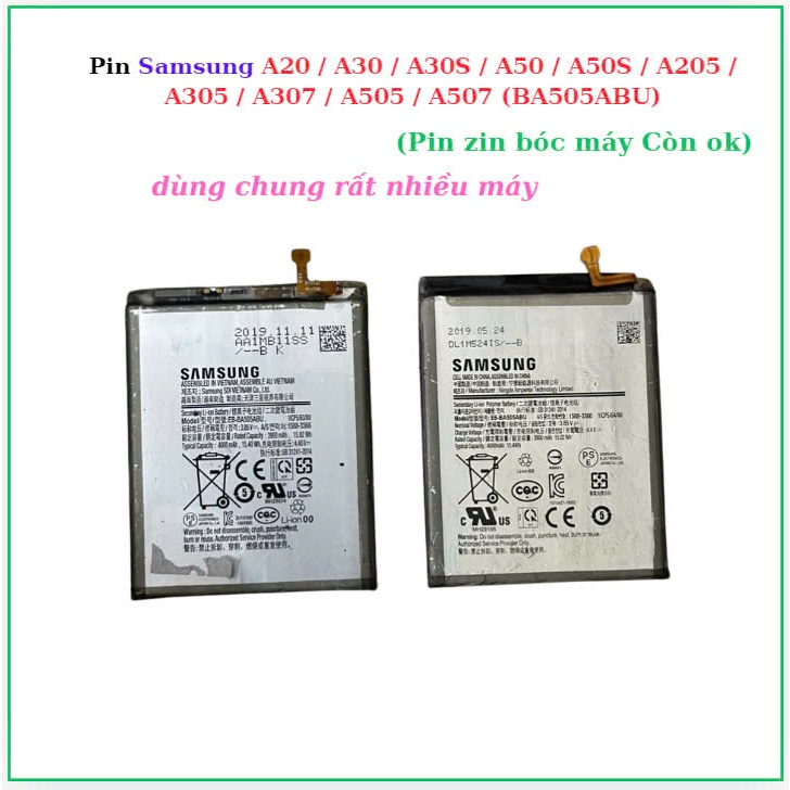 Pin Samsung A20 / A30 / A30S / A50 / A50S (BA505ABU),pin cũ bóc máy còn ...