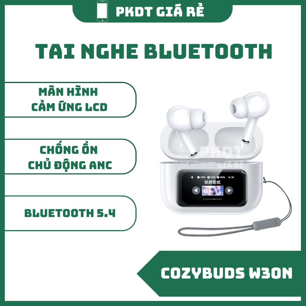 Tai nghe không dây đa chức năng CozyBuds W30N - Màn hình cảm ứng, Âm ...