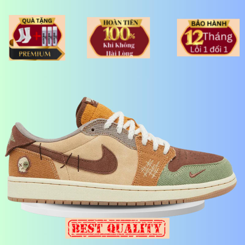 Giày Sneaker _Air_Jor_dannn 1 Retro-Low OG_Zion Nâu Xanh Thổ Cẩm_Giày ...
