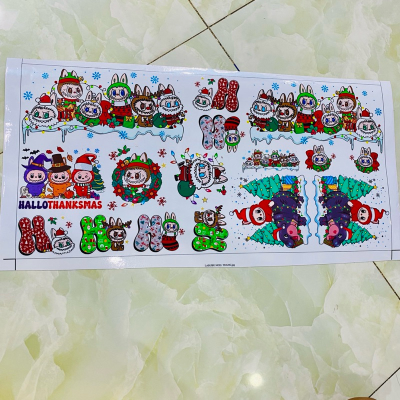 Bộ tem rời labubu noel dán xe máy,xe điện chở bạn gái đi chơi giáng ...