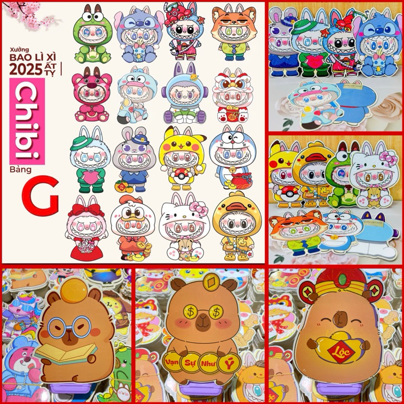 Combo 5 bao lì xì chibi hoạt hình labubu - capybara | Shopee Việt Nam