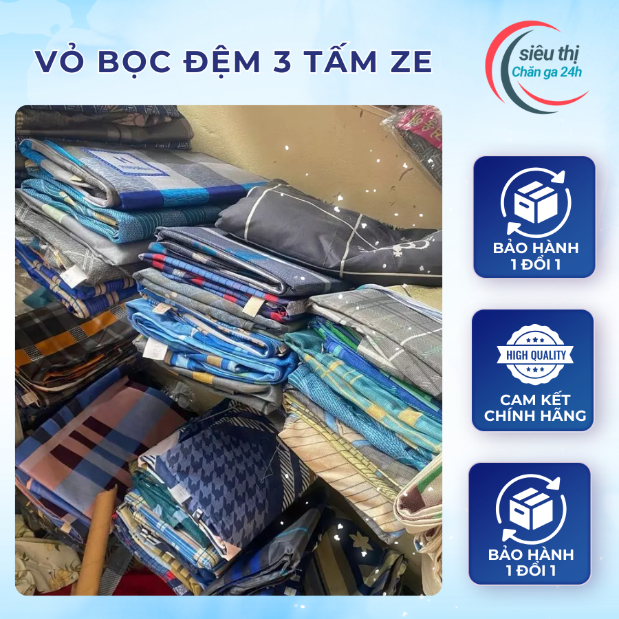 Vỏ bọc đệm 3 tấm ze Valire đủ size, Áo bọc nệm thun lạnh 2 mặt nhiều ...