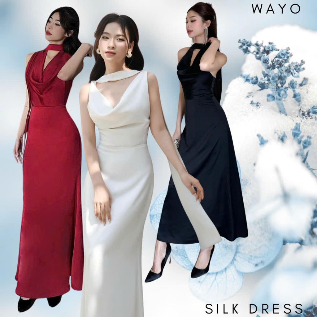 [Silk Dress] Đầm WAYO thiết kế lụa Hàn Châu dáng dài thanh lịch dự tiệc ...