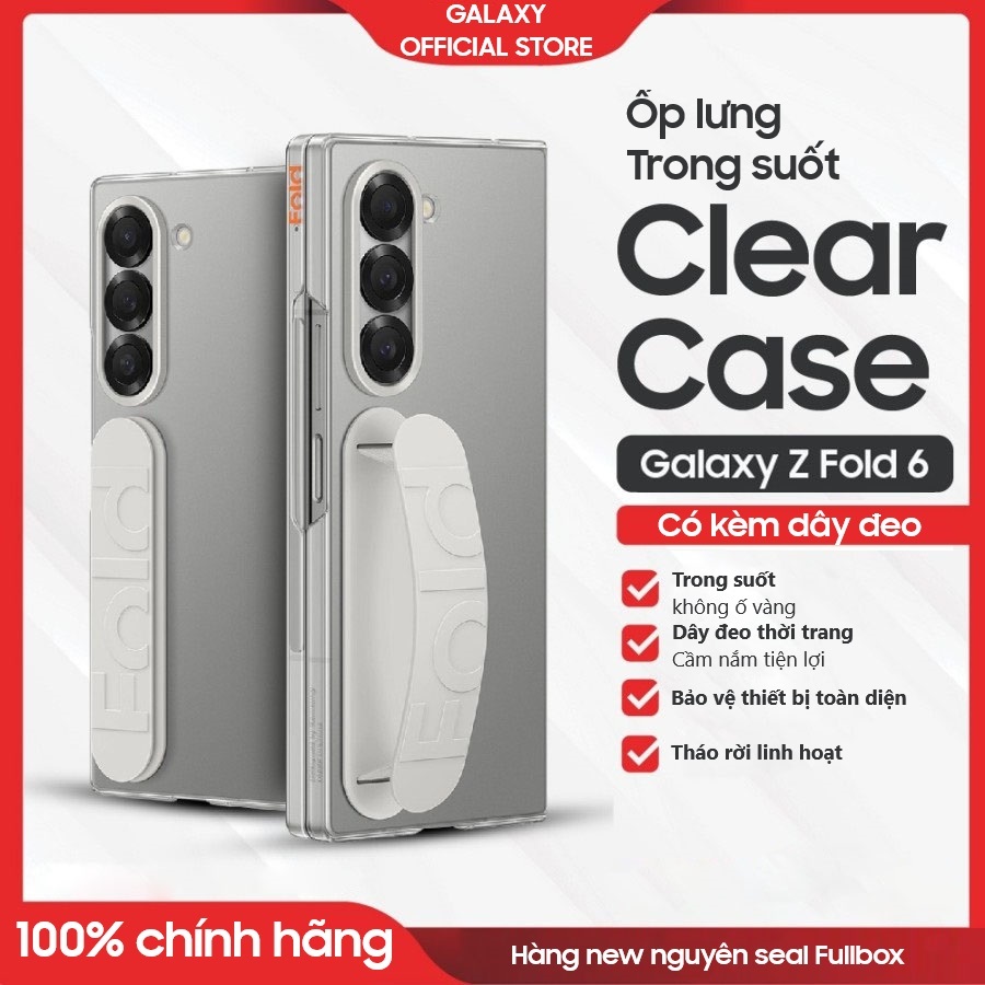 Ốp lưng trong suốt kèm dây đeo cho Galaxy Z Fold6 - Clear case with ...